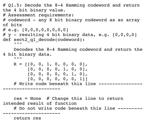 Q15 Decode The 8 4 Hamming Codeword And Return The