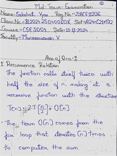 Mid Term Ans Course Design And Analysis Of Algorithms Slota24c21f22name Sakshat Vyas