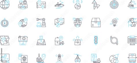 Planetary Migration Linear Icons Set Exoplanets Gravitational Orbit