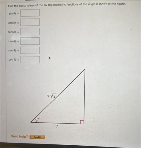 Solved Find The Exact Values Of The Six Trigonometric Chegg Com