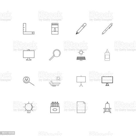 창조적인 프로세스 및 설계 선형 얇은 아이콘 설정합니다 간단한 벡터 아이콘 설명 0명에 대한 스톡 벡터 아트 및 기타 이미지 0명 녹색 기술 눈금자 Istock