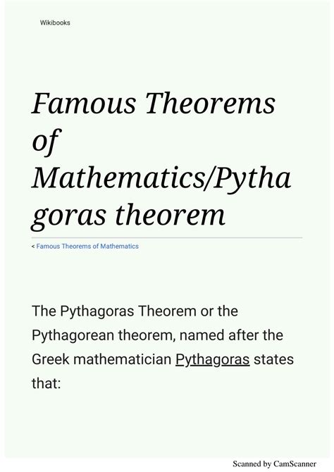 Solution Famous Theorems Of Mathematics Pythagoras Theorem Wikibooks Open Books For An Open