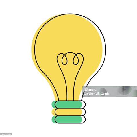 흰색 배경에 고립 된 플랫 라인 전구 아이콘입니다 에너지와 아이디어 표시 0명에 대한 스톡 벡터 아트 및 기타 이미지 0명 개념 단순함 Istock
