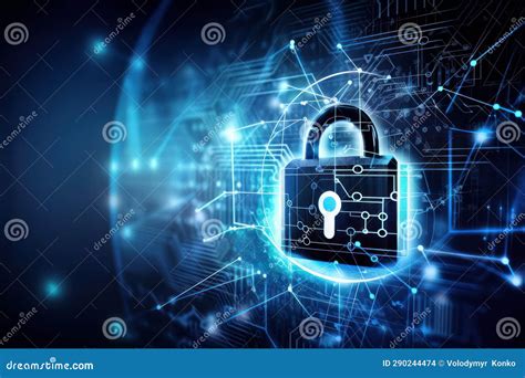 Cybersecurity Concept Keylock In Blue Colors Binary Code Lock AI
