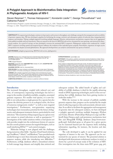 Pdf A Polyglot Approach To Bioinformatics Data Integration A Phylogenetic Analysis Of Hiv 1