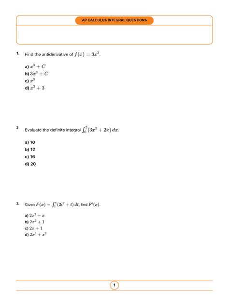 Ap Calculus Integral Practice Pdf