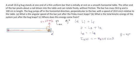 A Small 100 G Bug Stands At One End Of A Thin Uniform Bar That Is Initially At Rest On A Smooth