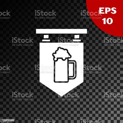 투명 한 어두운 배경에 고립 된 맥주 아이콘 의 유리 화이트 스트리트 간판 광고 바 카페 술집 레스토랑에 적합합니다 벡터 일러스트레이션 0명에 대한 스톡 벡터 아트 및 기타