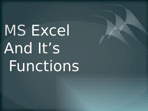 Pptx Ms Excel And Its Function Dokumentips
