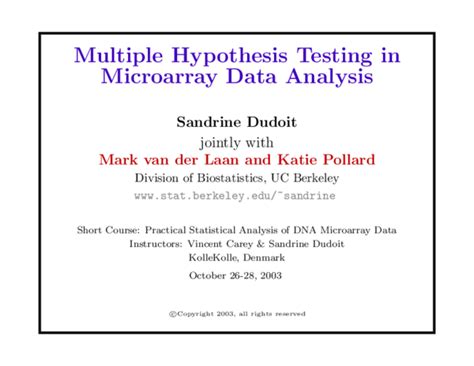 Pdf Multiple Hypothesis Testing In Microarray Data Analysis