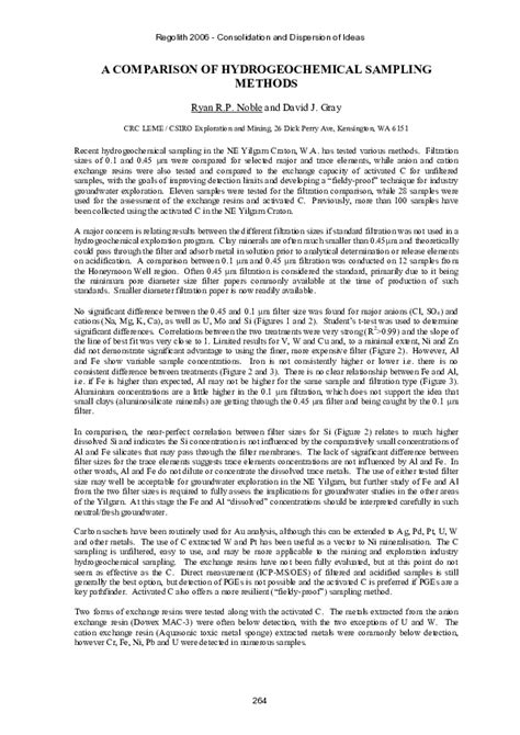 Pdf A Comparison Of Hydrogeochemical Sampling Methods