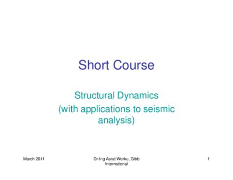 pdf short course structural dynamics