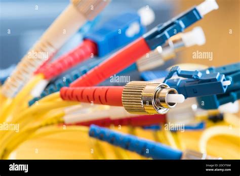 Set Of Fiber Optic Patch Cord With Connectors Used In Telecommunications Network Stock Photo Alamy