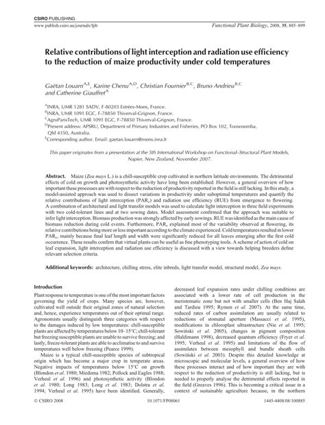 Pdf Relative Contributions Of Light Interception And Radiation Use Efficiency To The Reduction