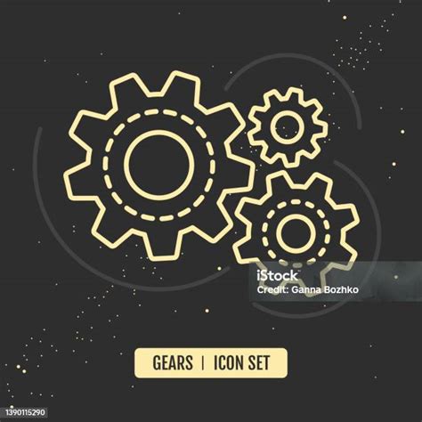 검은 공간 배경에 고립 된 기어 그룹 톱니 바퀴 아이콘 디자인 벡터 일러스트 레이 션 개체 그룹에 대한 스톡 벡터 아트 및 기타