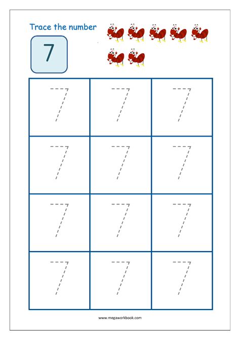 Number 7 Tracing Worksheets