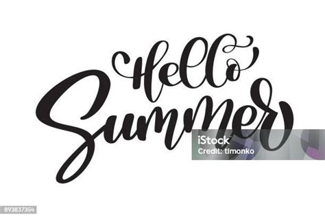 안녕하세요 여름 손으로 그린 글자 손으로 서 예 디자인 벡터 일러스트 레이 션 인용 디자인 인사말 카드 문신 휴일 초대장 사진 오버레이 티셔츠 인쇄 전단지 포스터 디자인