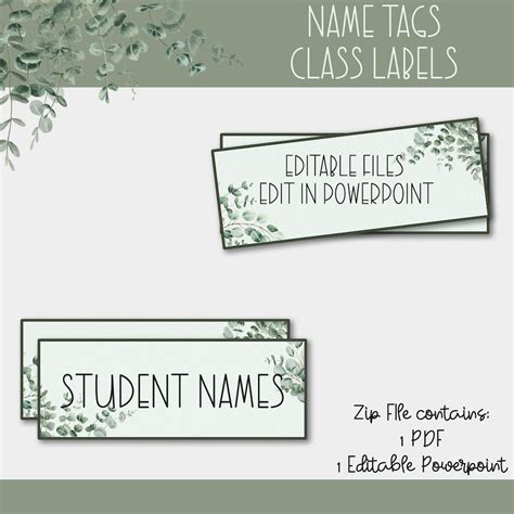 Printable Classroom Name Tags Eucalyptus Desk Decor Classroom Decor Elementary Classroom