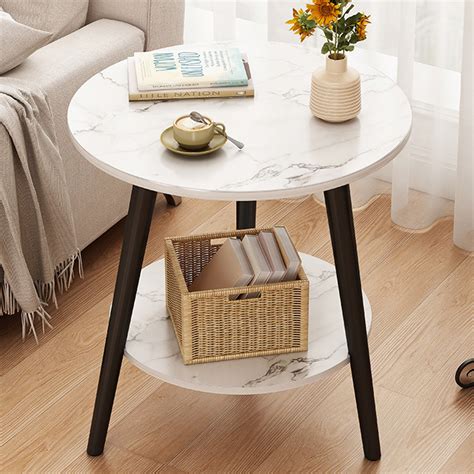 โต๊ะกาแฟ โต๊ะกลมมินิมอล 40 40 52cm ของแต่งบ้าน มินิมอล Side Table ห้องนอน สีขาว ห้องนั่งเล่น