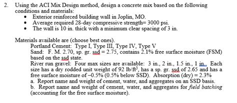 2 Using The Aci Mix Design Method Design A Concrete