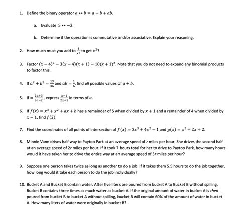 Solved 1 Define The Binary Operator A B A B Ab A
