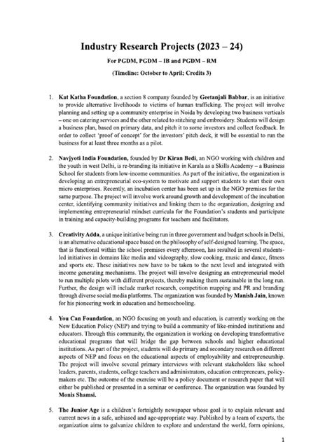 Industry Research Projects Pdf Pdf
