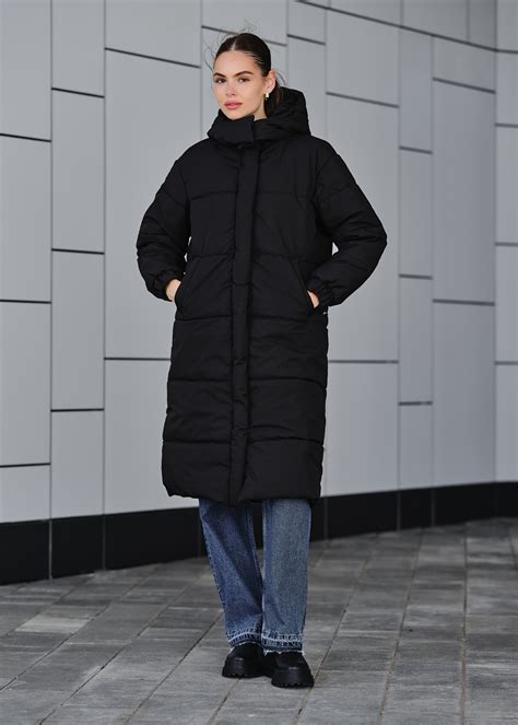 Куртка зимова жіноча Staff Clo Black чорна однотонна молодіжна утеплена з капюшоном подовжена купити