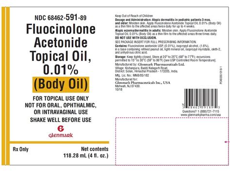 Fluocinolone Acetonide Topical Oil 0 01 4 Fl Oz 118 Ml Glenmark Rx Ingredients And Reviews