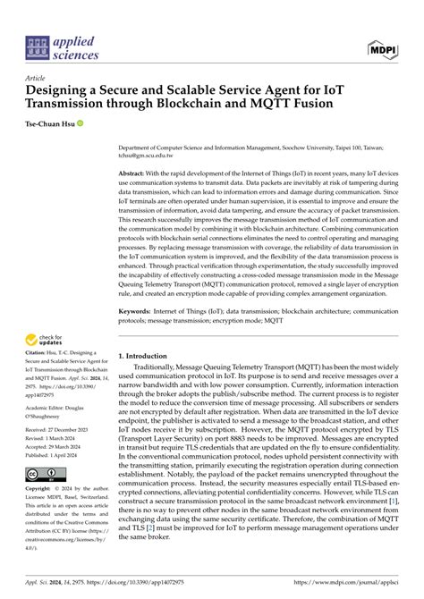 Pdf Designing A Secure And Scalable Service Agent For Iot Transmission Through Blockchain And