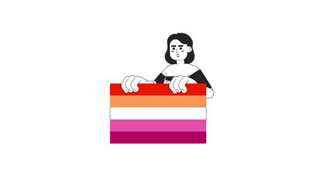 Black Female Activist Smiling With Lesbian Flag Bw 2d Character