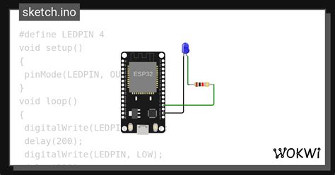 Blinking Of Led Wokwi Esp32 Stm32 Arduino Simulator