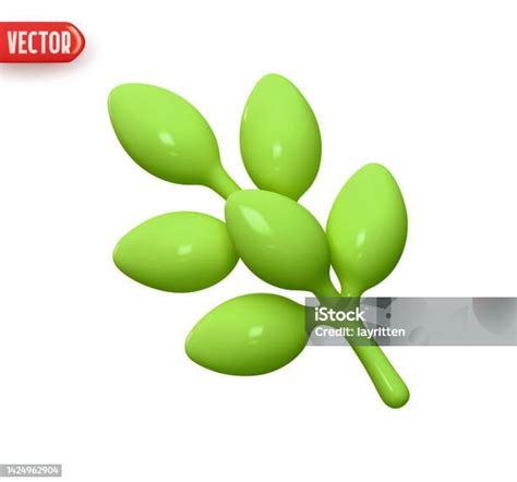 밀의 녹색 스파이크 렛 곡물의 가지 현실적인 3d 디자인 요소 플라스틱 만화 스타일에서 흰색 배경에 고립 된 아이콘 벡터 일러스트 레이 션 3차원 형태에 대한 스톡 벡터