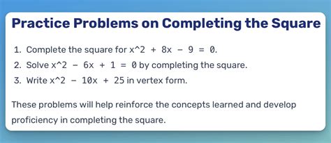 Completing The Square Worksheets