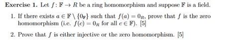 solved exercise 1 let f f→r be a ring homomorphism and