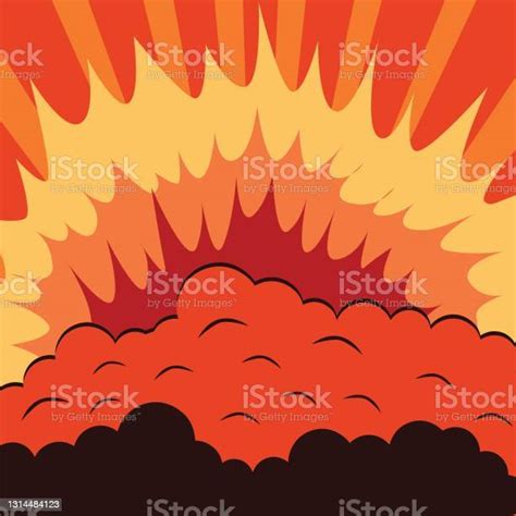 Ilustrasi Api Grafis Kuning Oranye Dan Merah Dan Awan Asap Ilustrasi