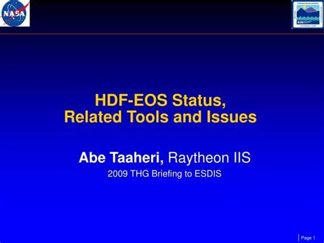 PPT HDF EOS Status Related Tools And Issues PowerPoint Presentation ID