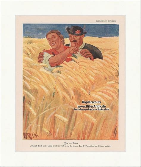 Kunstdruck Vor Der Ernte Jugendstil Richard Rost München Tracht Kornfeld Humor Ju 1 St