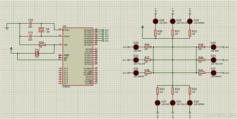 C51 Proteus仿真实验5：led模拟交通信号灯 Csdn博客