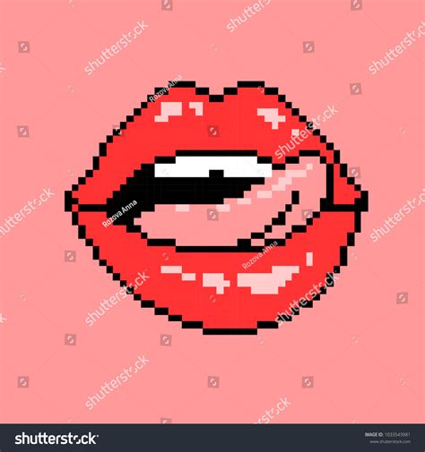 Vector Illustration Sexy Lips Pixel Art Vetor Stock Livre De Direitos