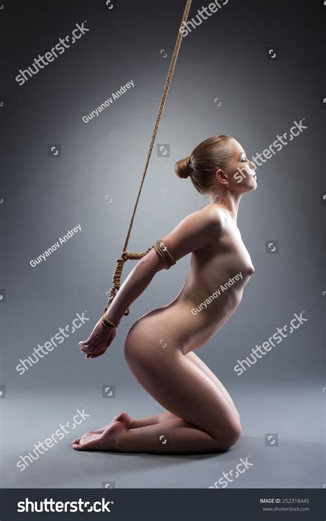 Beautiful Naked Girl Posing Rope Stock Photo Shutterstock