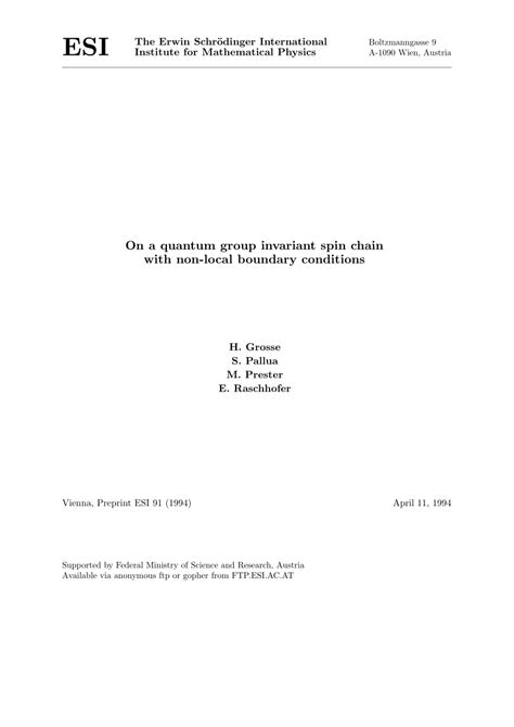 Pdf On A Quantum Group Invariant Spin Chain With Nonlocal Boundary Conditions