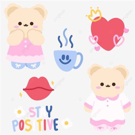 미적 귀여운 흰색 곰 한국어 스티커 일러스트 인쇄 스티커 일러스트 귀여운 일러스트 귀여운 곰 Png 일러스트 및 Psd 이미지 무료 다운로드 Pngtree