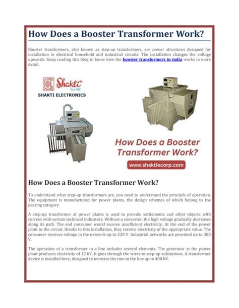 How Does A Booster Transformer Work Pdf