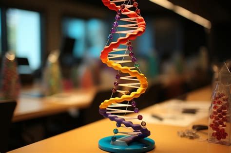 Premium AI Image Lab Setting DNA Model Displayed On The Table