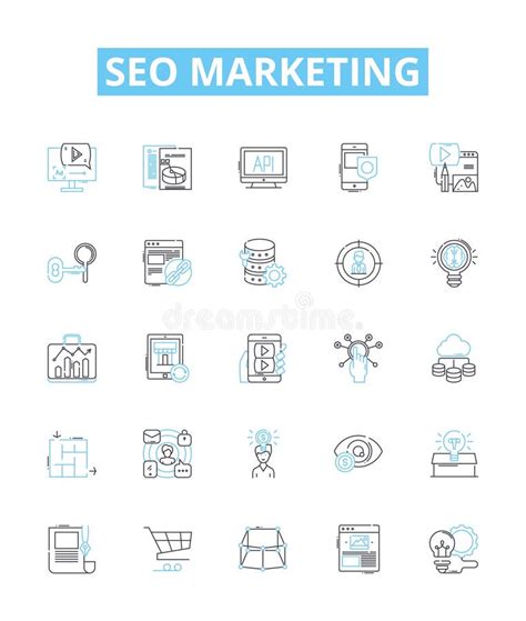 Seo Marketing Vector Line Icons Set Seo Marketing Optimization Online Web Website Traffic