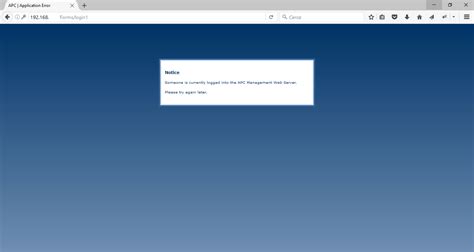Someone Is Currently Logged Into The Apc Management Web Server