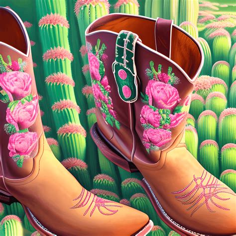 Hyper Realistic Cowgirl Boots On Sand Dunes · Creative Fabrica