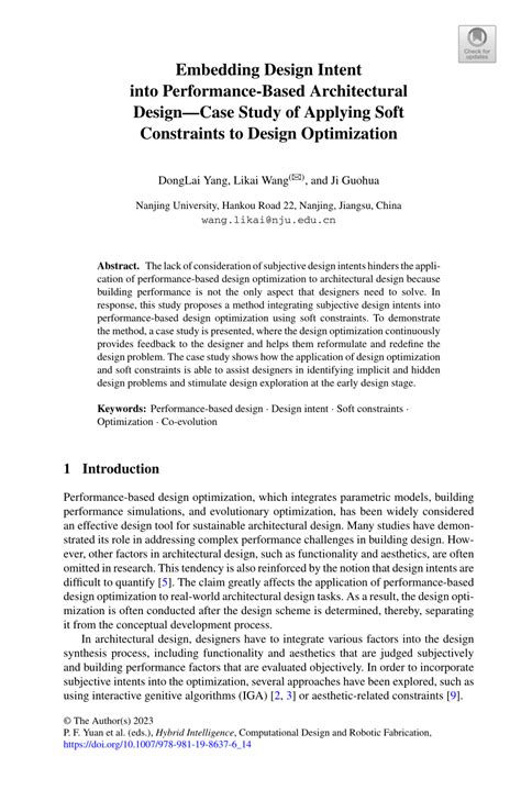 PDF Embedding Design Intent Into Performance Based Architectural DesignCase Study Of Applying