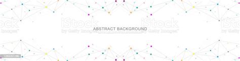 추상적인 다각형 배경과 점과 선을 연결하는 웹 사이트 헤더 또는 배너 디자인 글로벌 네트워크 연결 텍스트에 대한 주부 배경과 공간을 가진 디지털 기술 분자 구조에 대한 스톡