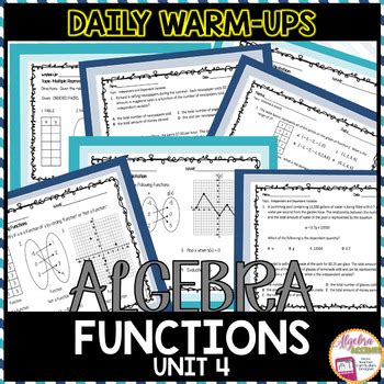 Algebra 1 Warm Ups Functions By Algebra Accents TpT